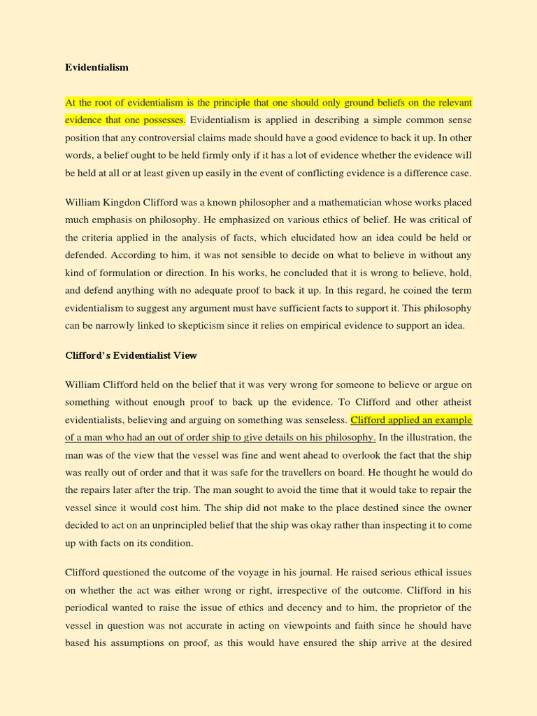 Evidentialism - Class Notes | PDF