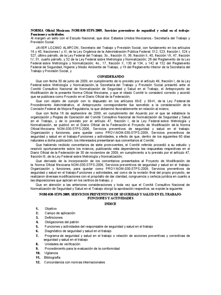 Nom 030 Stps 2009 Completo | PDF