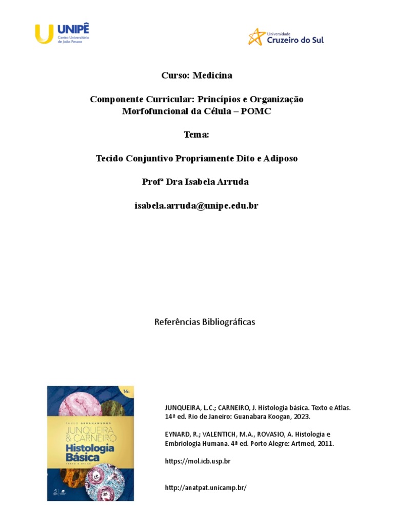 TCPD e Adiposo - Pronto | PDF | Tecido conjuntivo | Glóbulo branco