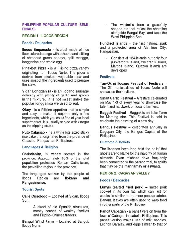 Region 1: Ilocos Region: Foods / Delicacies | PDF