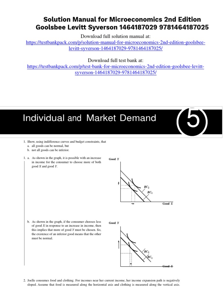 Microeconomics 2nd Edition Goolsbee Solutions Manual 1 | PDF