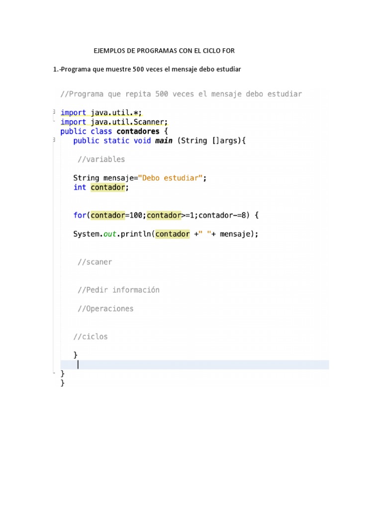 Ejemplos Ciclo For | PDF