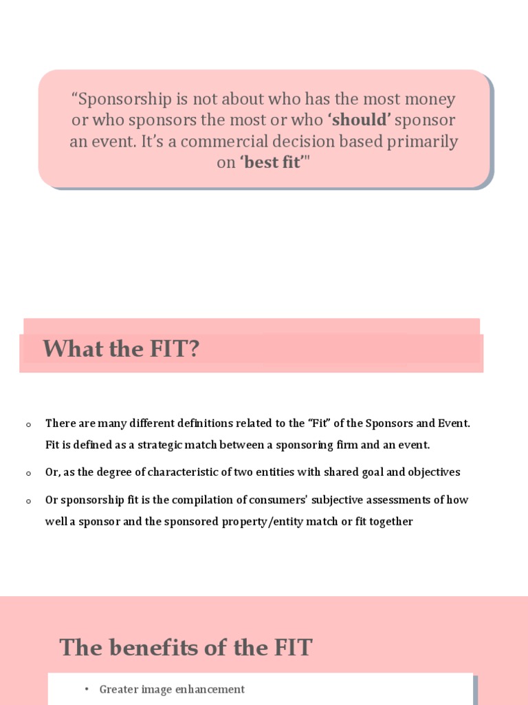 Chapter 3. PPT - The FIT Between Sponsor & Sponsee (Chapter 3) | PDF ...