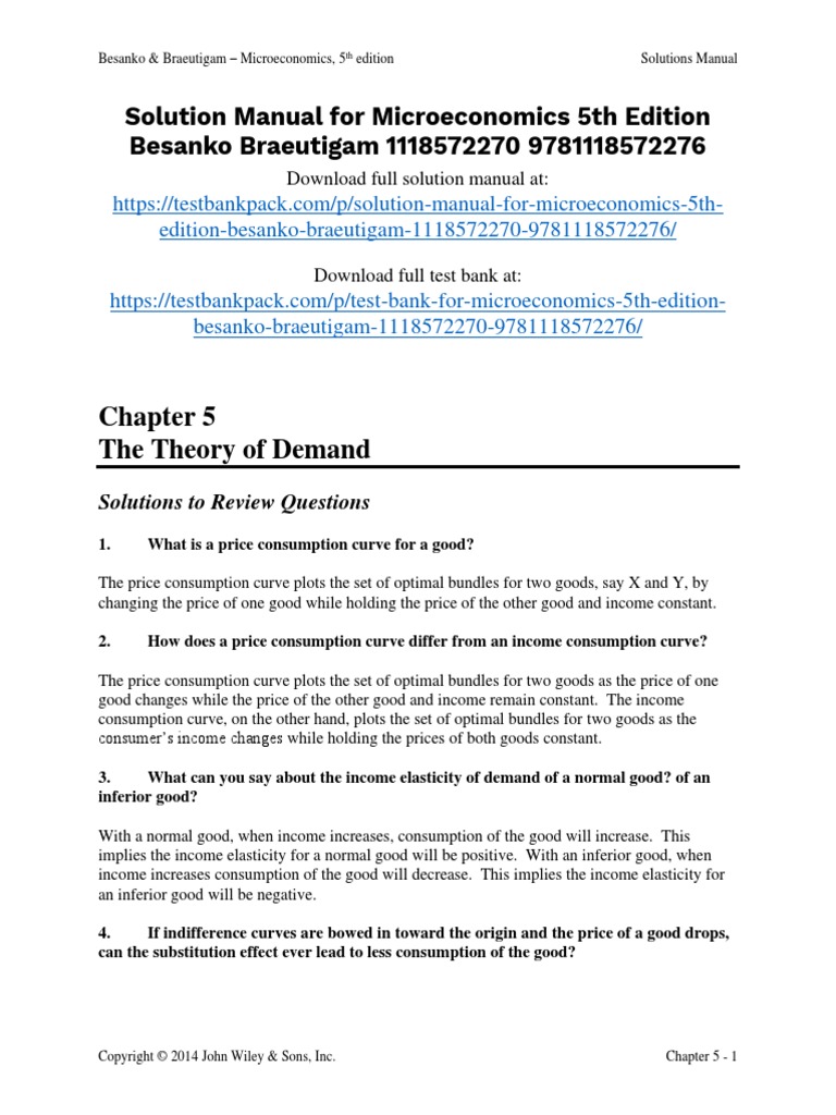 Microeconomics 5th Edition Besanko Solutions Manual 1 | PDF | Finance ...