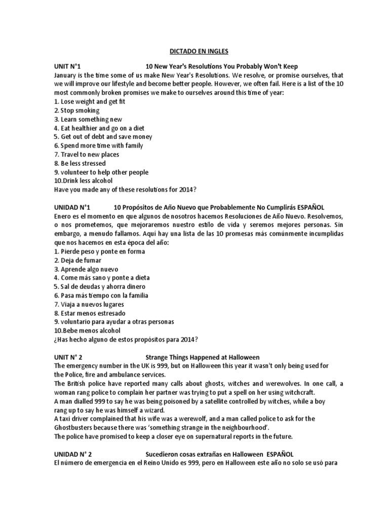 Dictado en Ingles - Writing Basico e Intermedio | PDF