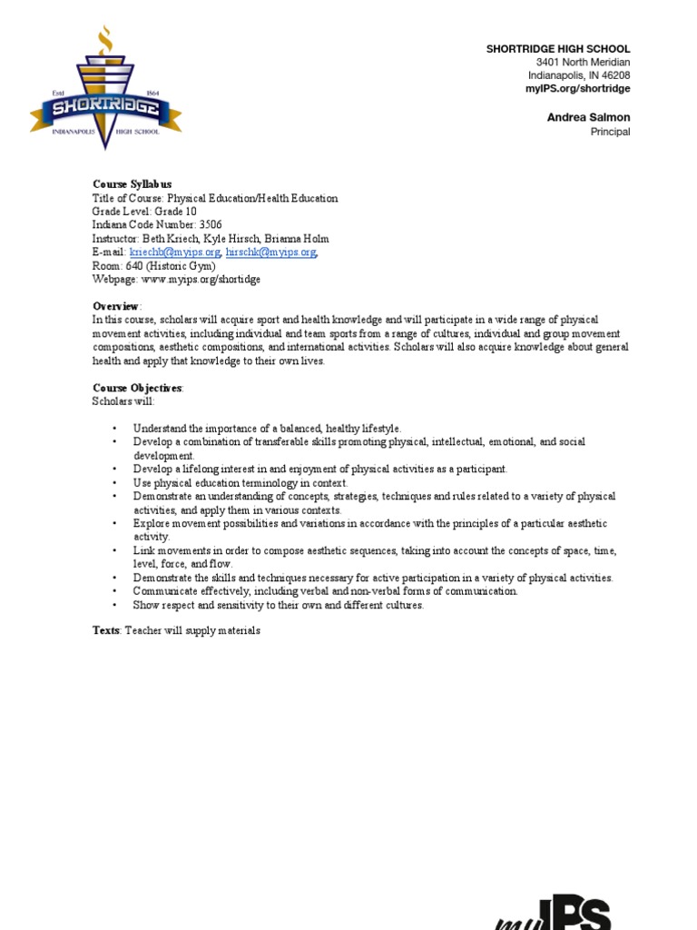 10th Grade Physical Education and Health Syllabus | PDF | Career & Growth