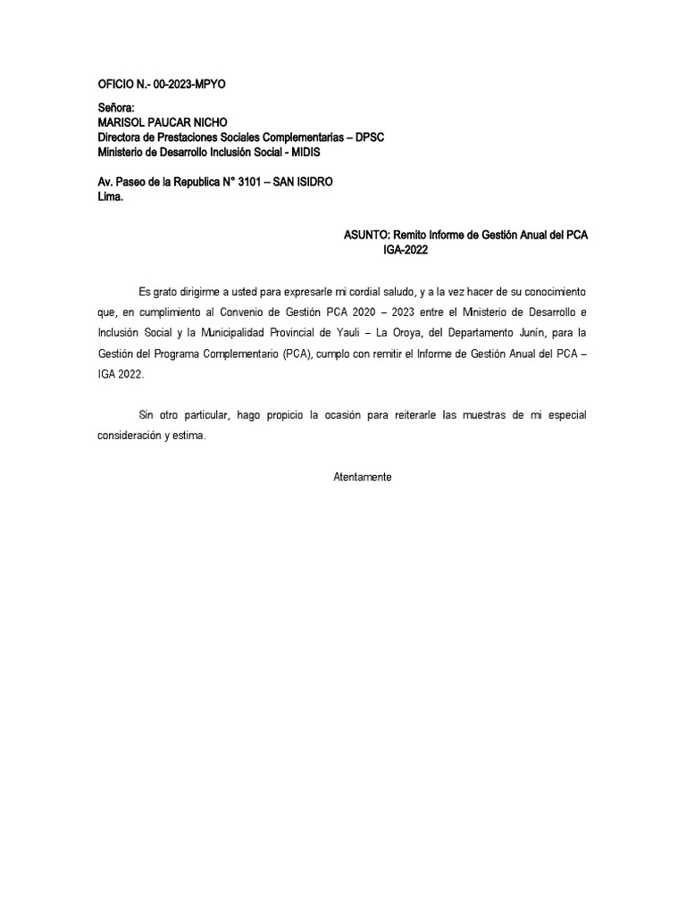 Oficio IGA - 2022 | PDF