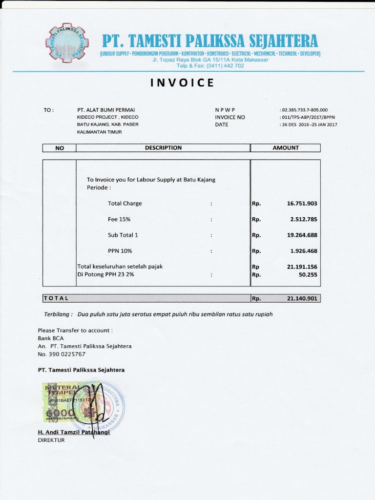 Invoice PT Alat Bumi Permai 2017 | PDF