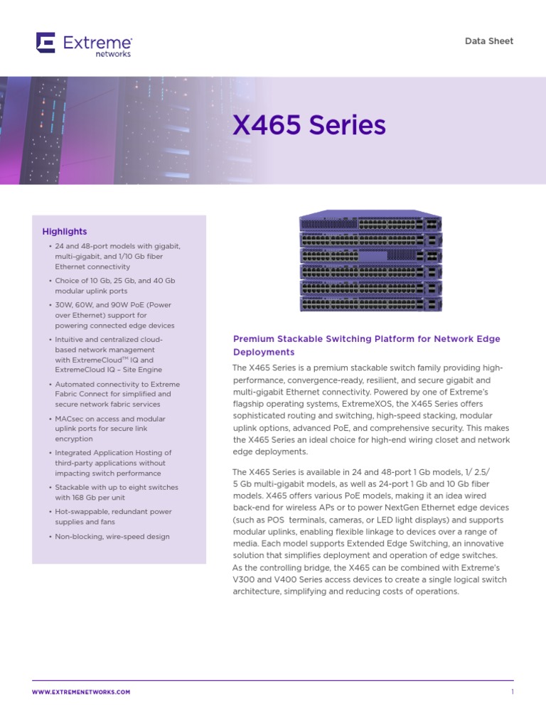 x465 Series Data Sheet | PDF | Network Switch | Computer Network