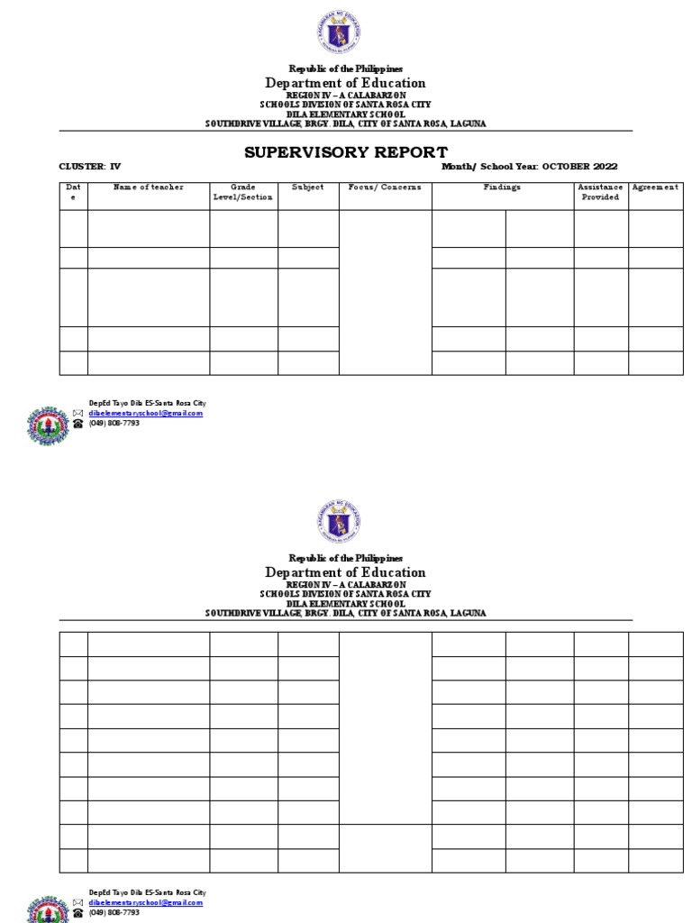 Supervisory Report Template | PDF