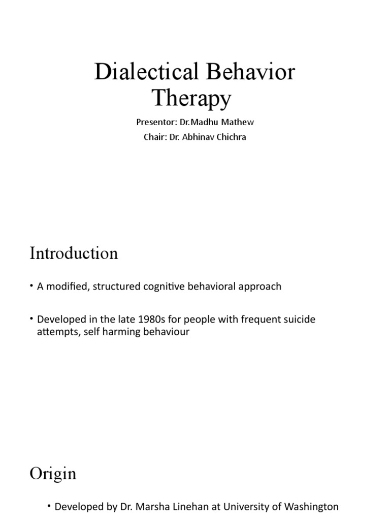 Dialectical Behavior Therapy | PDF | Dialectical Behavior Therapy | Borderline Personality Disorder