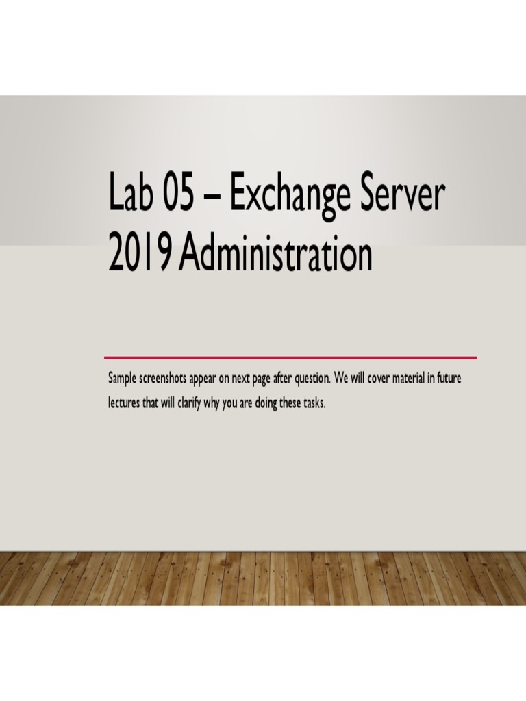 CST8342 Week 05 Lab 05 Exchange Server 2019 Administration | PDF