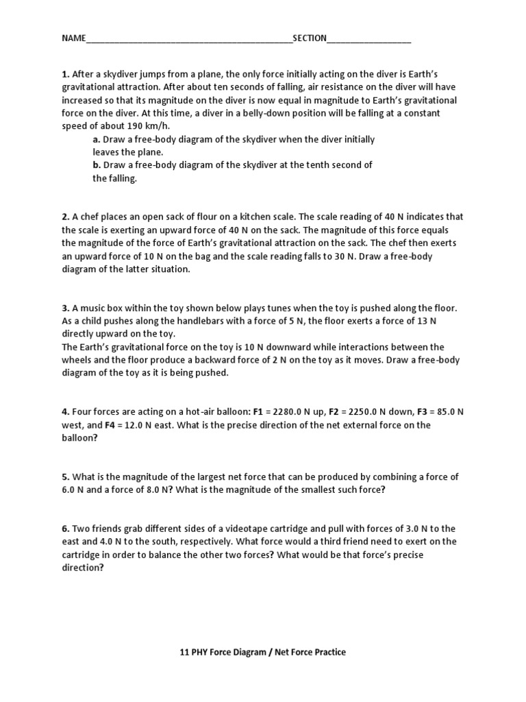 2nd_law_net_force_practice_WS | PDF
