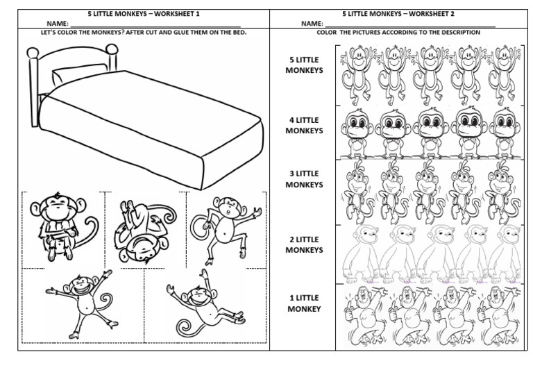 5 Little Monkeys - Worksheet 1 | PDF