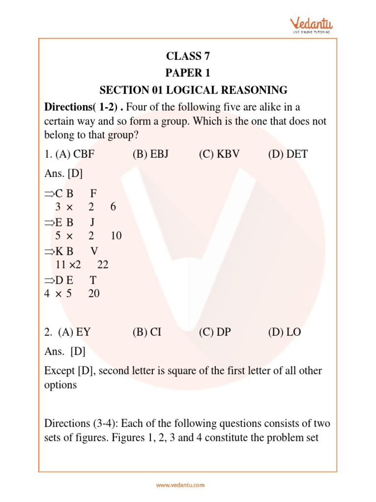 IMO Class 7 Sample-Question-Paper-1 For The Year 2022-23 | PDF