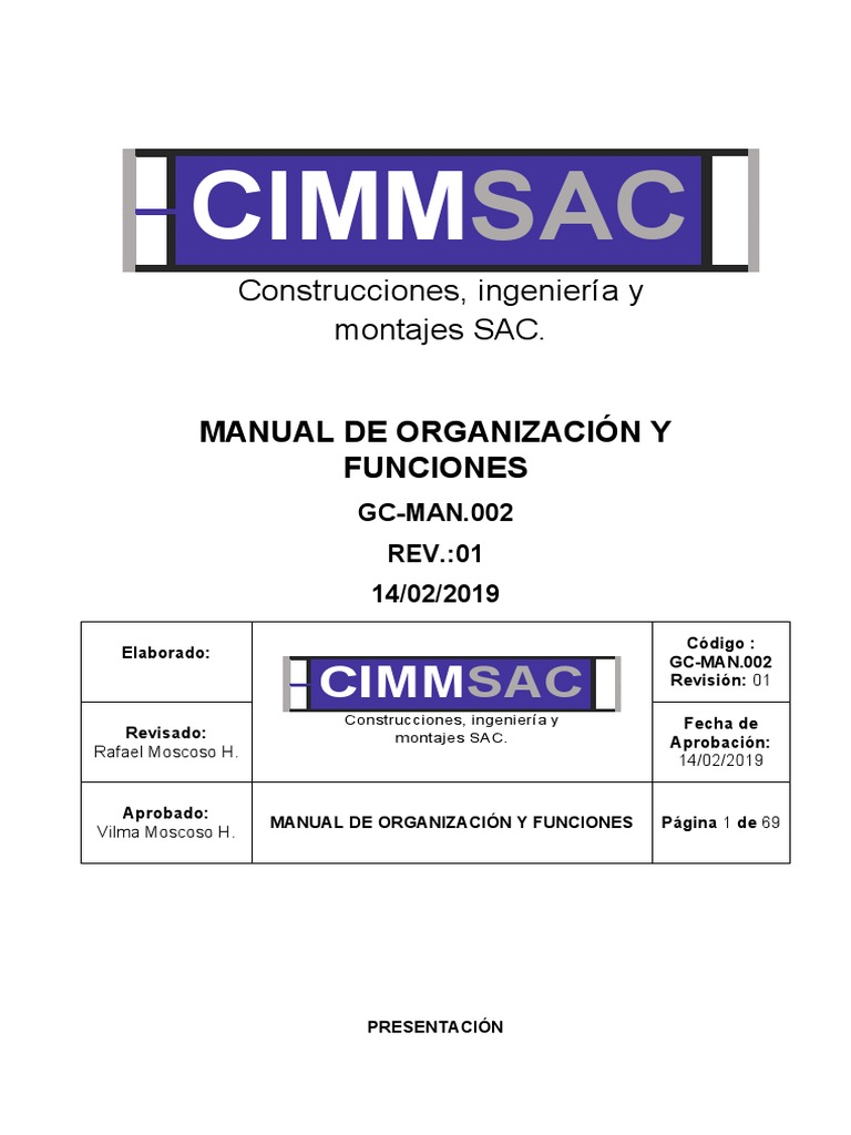 Gc-Man.002 Manual de Organizacion y Funciones | PDF | Business ...