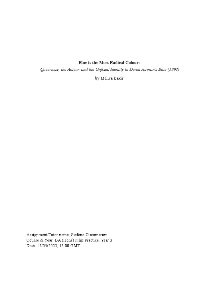 On Derek Jarmans Blue | PDF