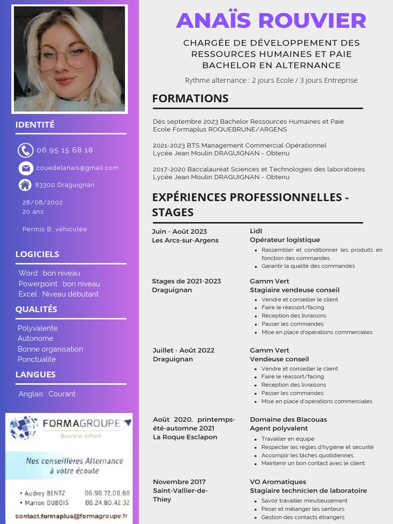 CV Anaïs Rouvier - Compressed-Avec Compression | PDF