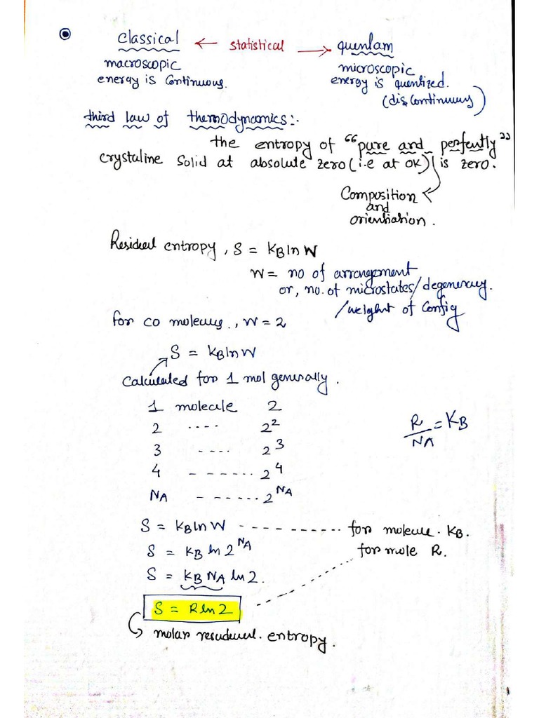 Statistical thermo and assignment (1) | PDF