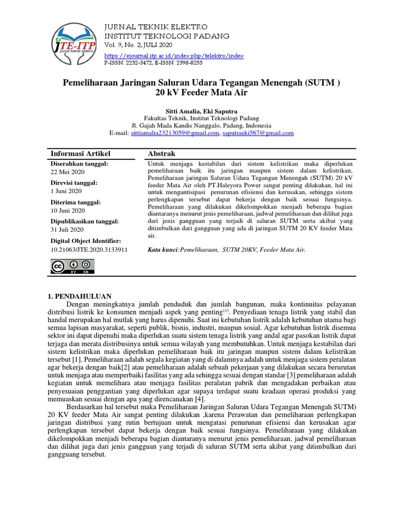 Pemeliharaan Jaringan Saluran Udara Tegangan Menengah (SUTM) 20 KV ...