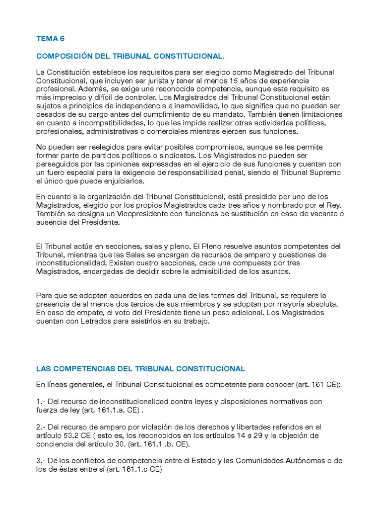 Tema 6 Consti 2 Pdf Constitución Sentencia Ley 