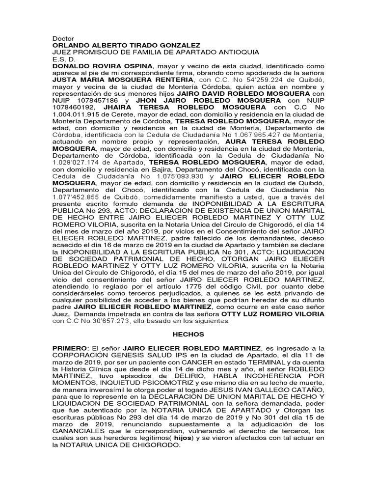 01 Demanda | PDF | Derecho Civil (Common Law) | Justicia