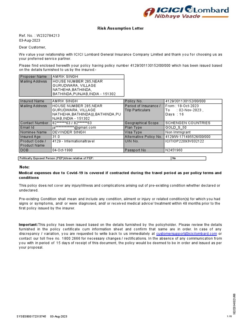 Travel Insurance | PDF