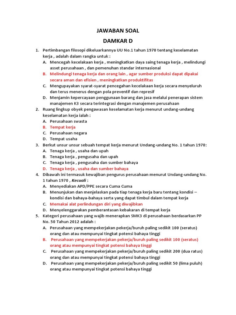 Soal2 Pilihan Ganda Damkar D | PDF