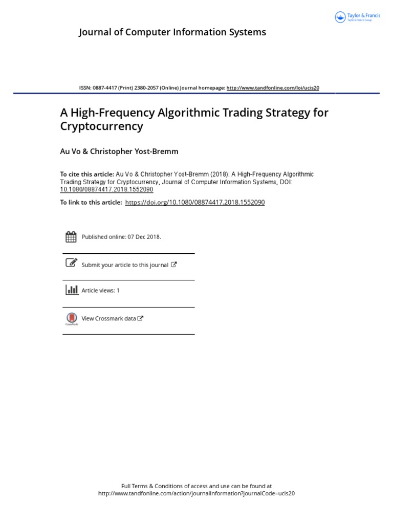 A High-Frequency Algorithmic Trading Strategy for Cryptocurrency | PDF