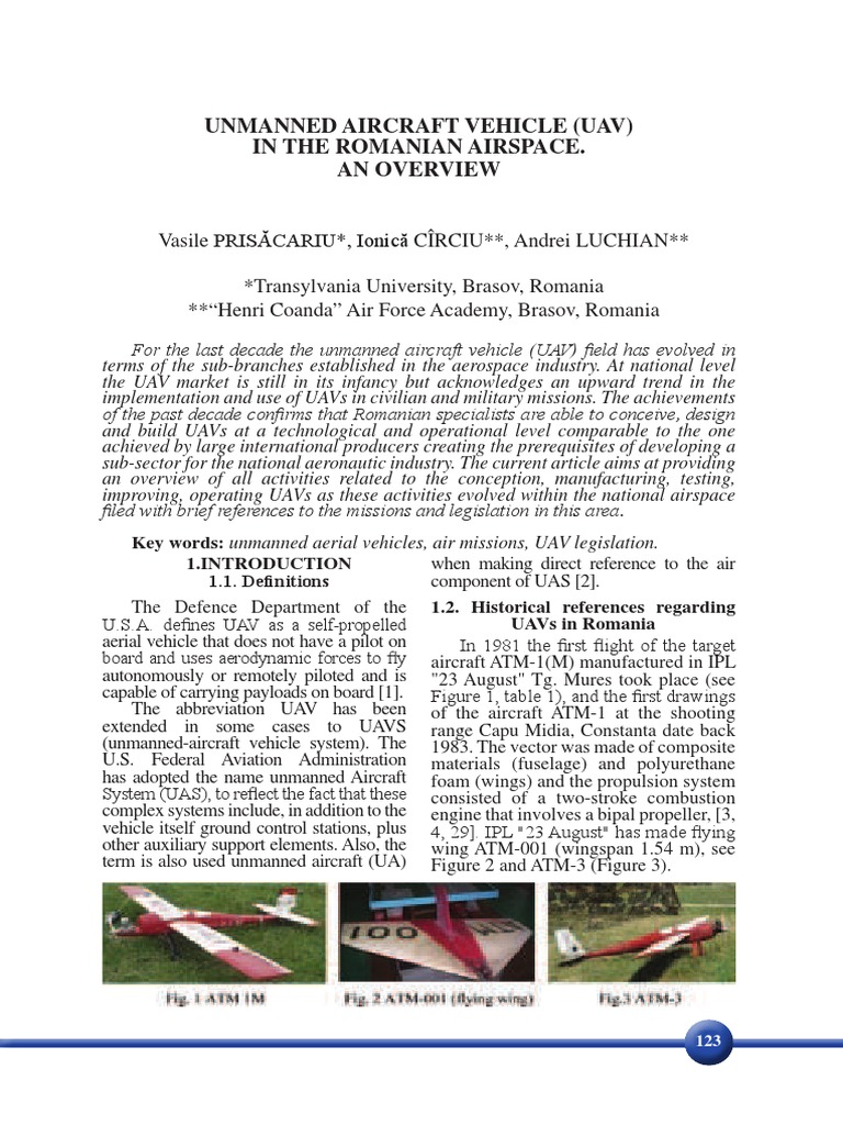 Unmanned Aircraft Vehicle Uav in The Rom | PDF | Unmanned Aerial ...