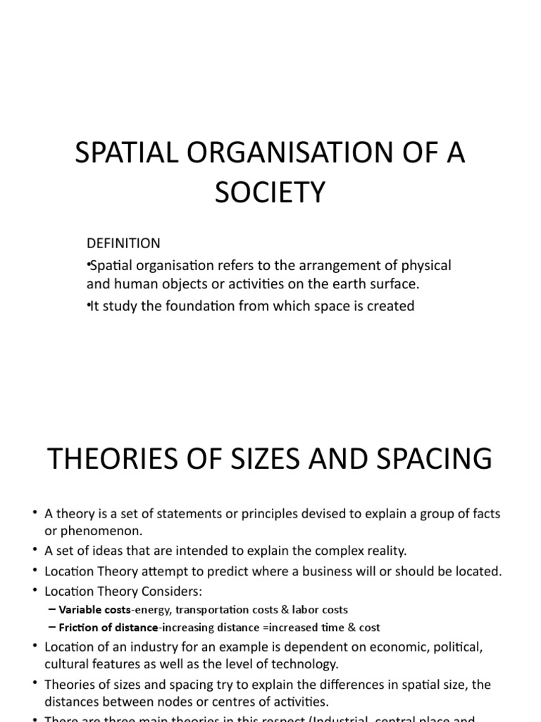 2021 Introduction To Spatial Organisation of A Society | PDF