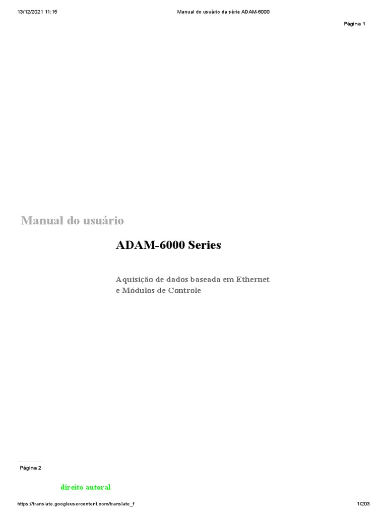 Manual Do Usuário Da Série ADAM-6000 PT | PDF | Fonte de energia | Direitos Autorais