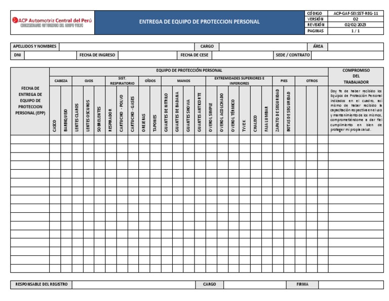 Formato de Entrega de Epp 2023 (1) | PDF