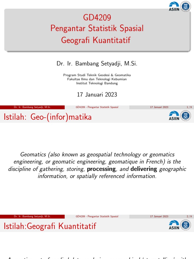 Pengantar Statistik Spasial ITB | PDF | Spatial Analysis | Geomatics