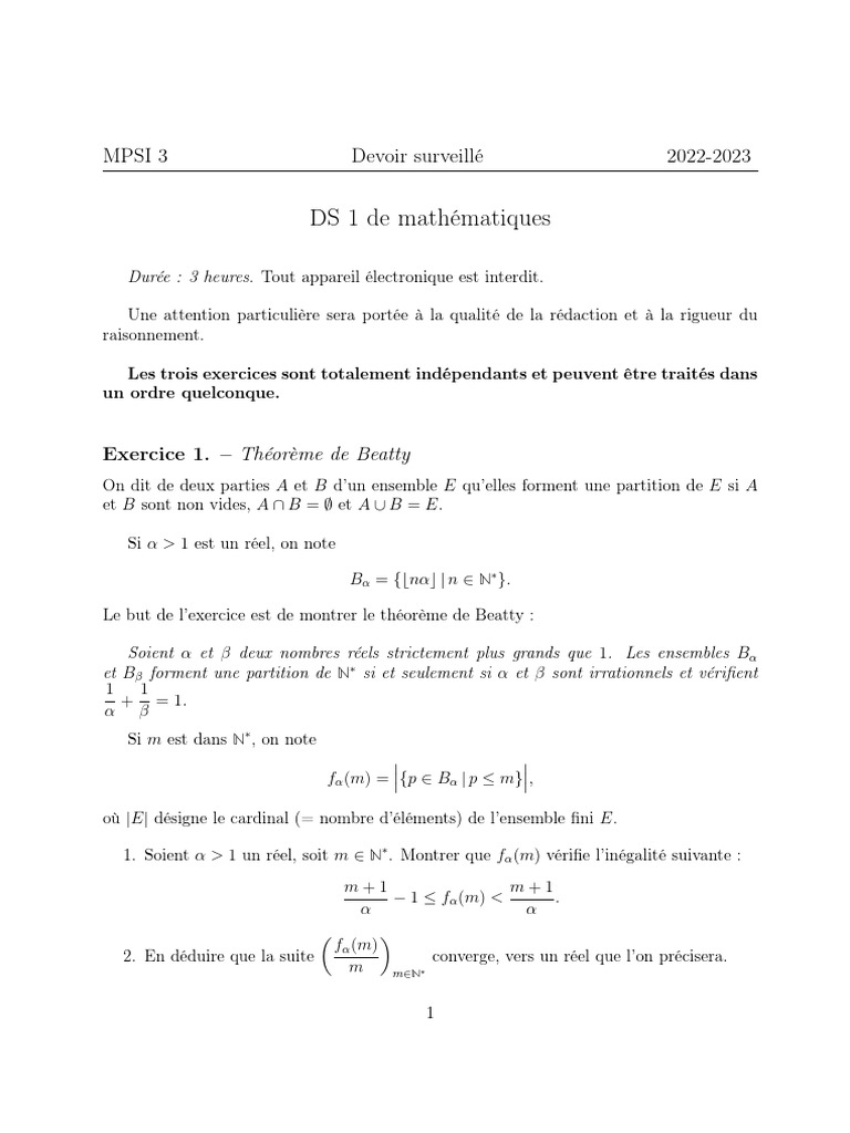 DS2 (Calcul Algébrique) +correction | PDF