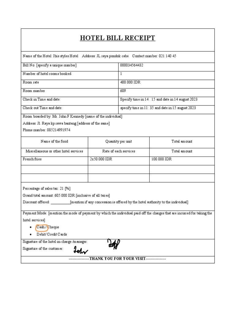 Hotel Receipt-SESI 5 | PDF