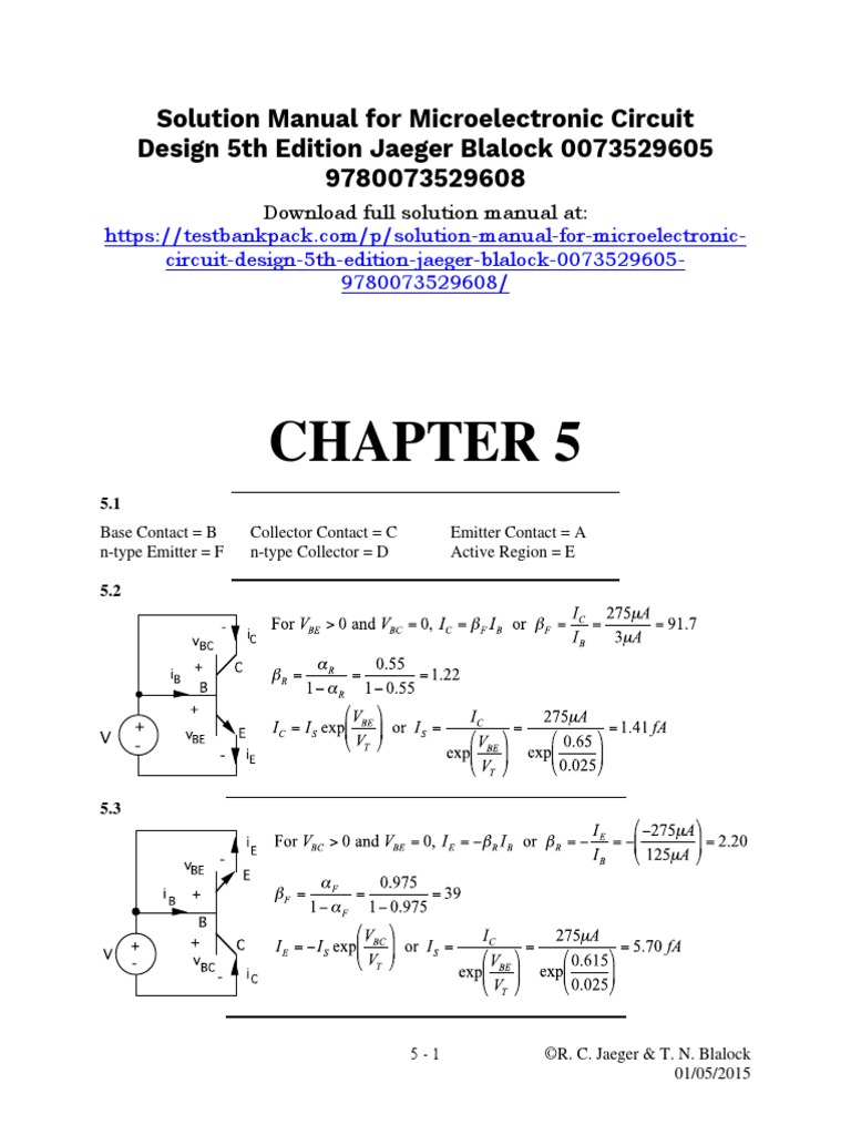 Microelectronic Circuit Design 5th Edition Jaeger Solutions Manual 1 | PDF
