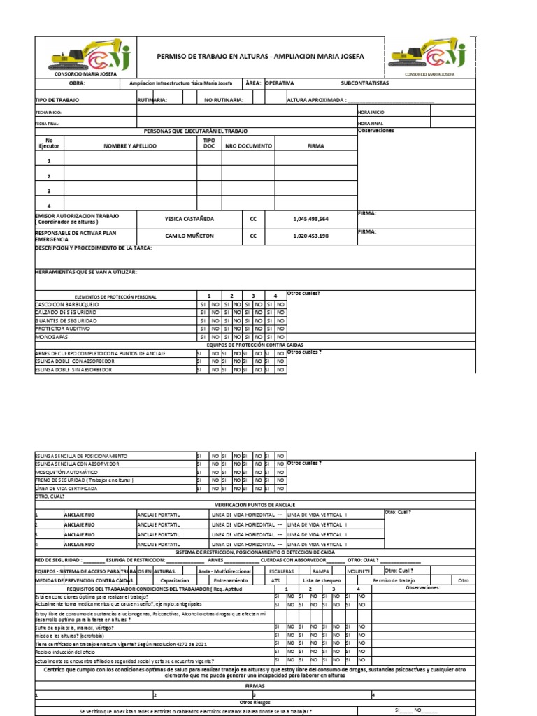 Formato Permiso de Alturas 23-04-23 | PDF