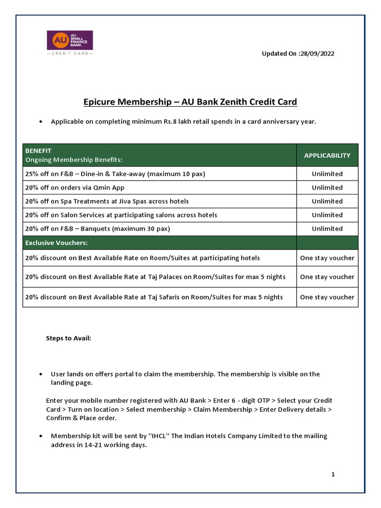 Taj Epicure Membership Benefits Guide | PDF