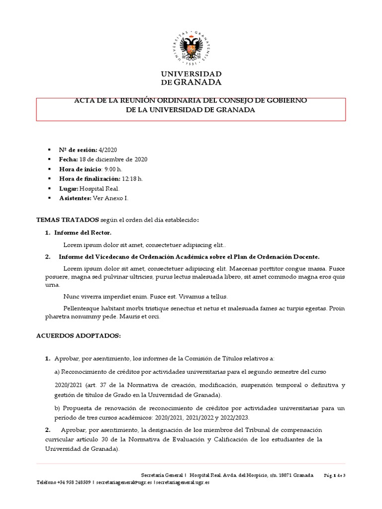 Ejemplo Actas - Breve - Firma Manuscrita | Descargar gratis PDF | Gobierno