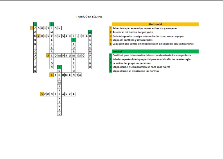 Crucigrama Trabajo en Equipo | PDF