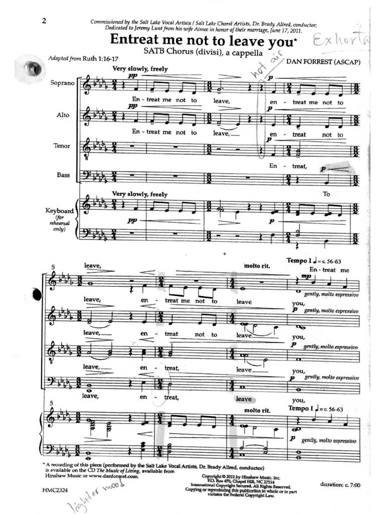 Dan Forrest Entreat Me Not To Leave You | PDF