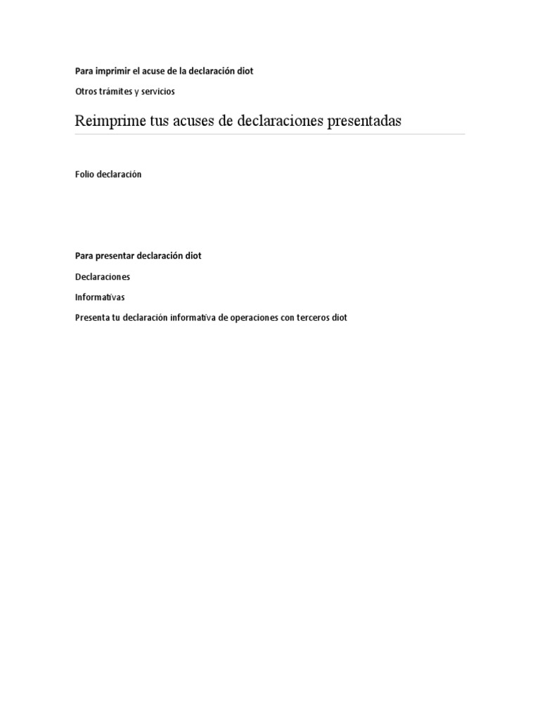 Para Imprimir El Acuse de La Declaración Diot | PDF | Finanzas y dinero