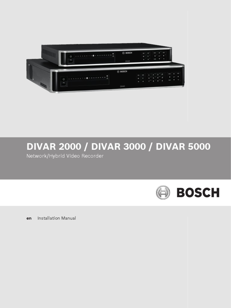 Bosch Divar Network 2000 - Installation - Guide | PDF | Usb | Hdmi