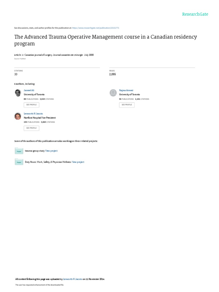 The Advanced Trauma Operative Management Course in | PDF | Science ...