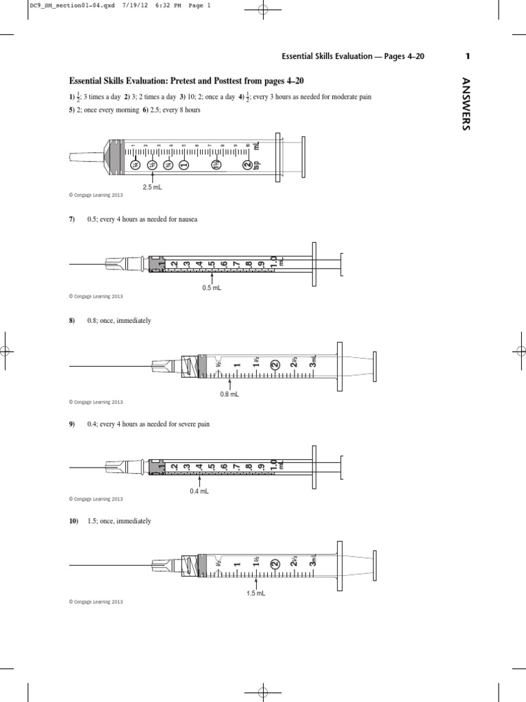 Dosage Calculations 9e - Solutions Manual | PDF