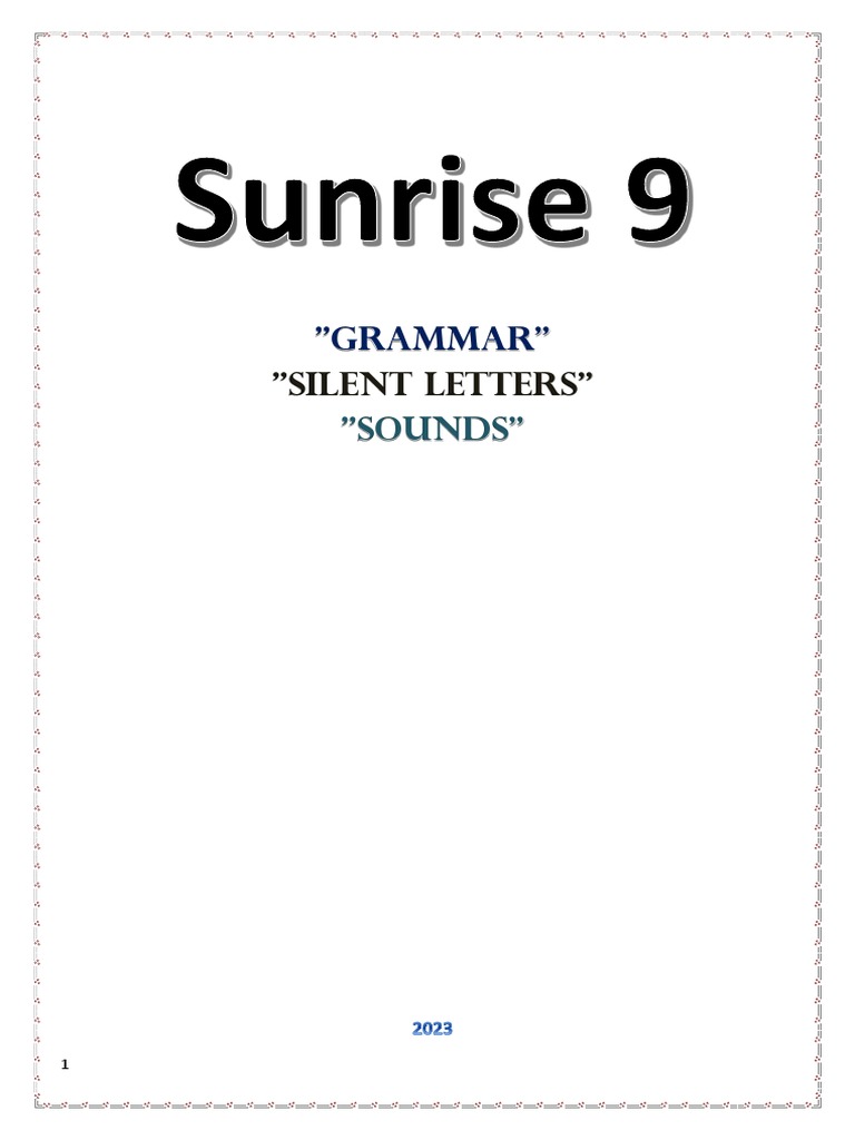 Sunrise 9 - 2023-2024 | PDF