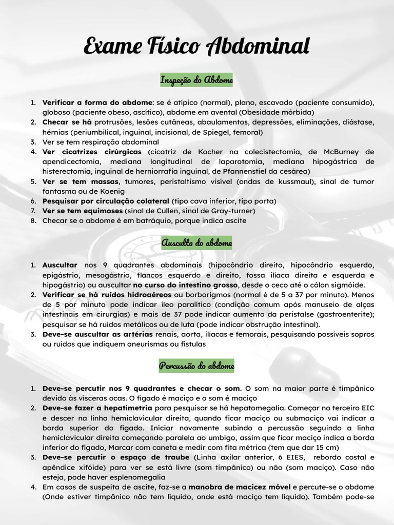 Roteiro para Exame Físico | PDF