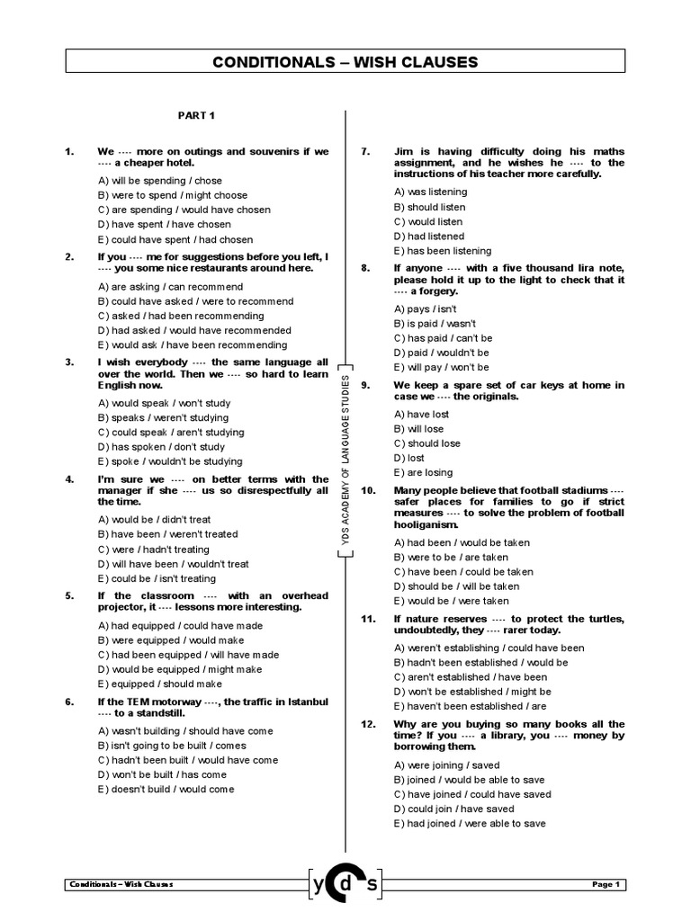 Conditionals Wish Clauses Extra | PDF