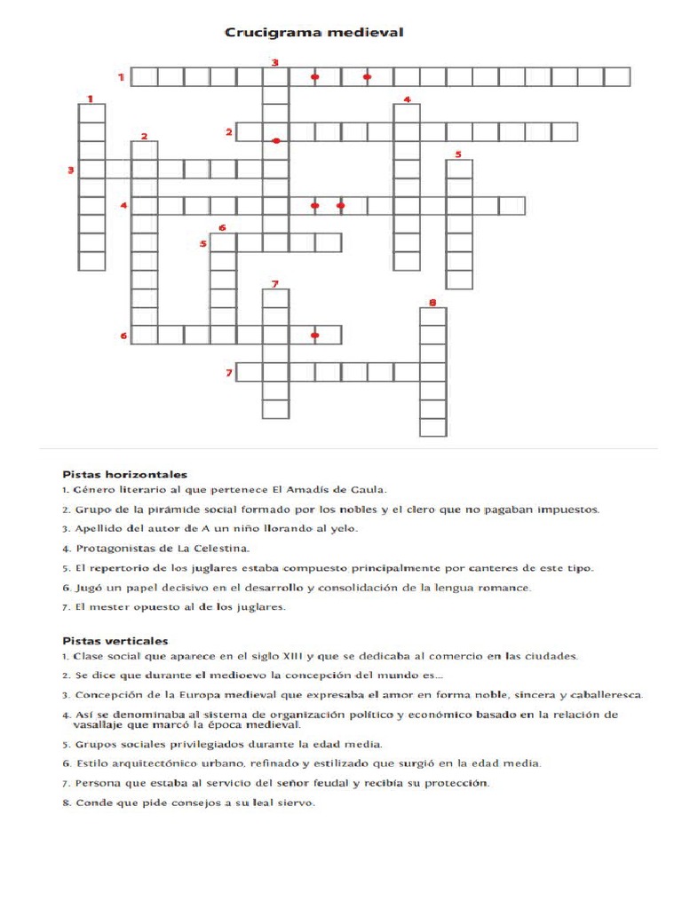 Crucigrama Medieval | PDF